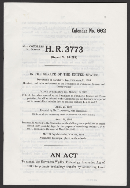 H.R. 3773: An Act to Amend the Stevenson-Wylder Technology Innovation ...