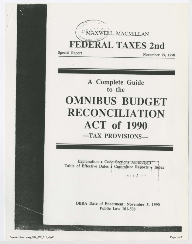 A Complete Guide to the Omnibus Budget Reconciliation Act of 1990 ...